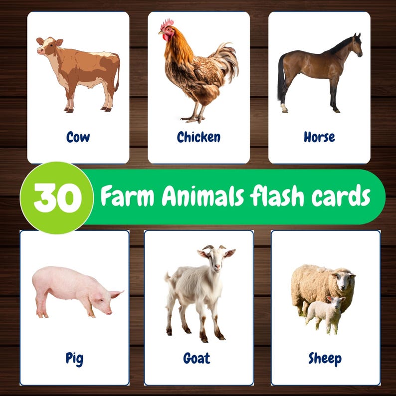 30 Farm Animals Flash Cards | Printable Educational Cards for Kids ...