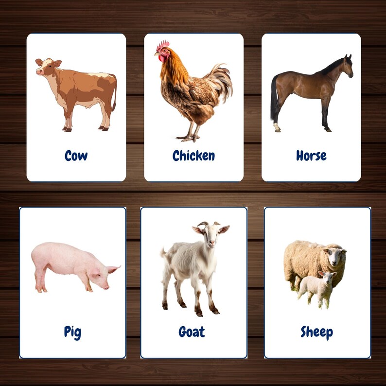 30 Farm Animals Flash Cards | Printable Educational Cards for Kids ...