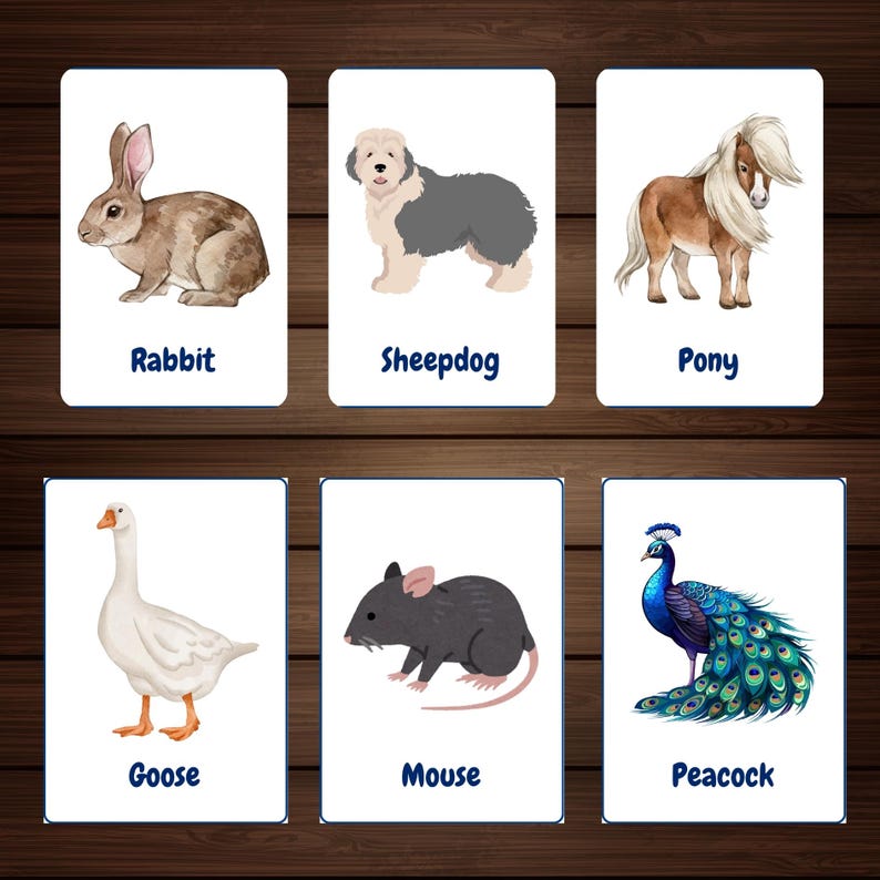 30 Farm Animals Flash Cards | Printable Educational Cards for Kids ...