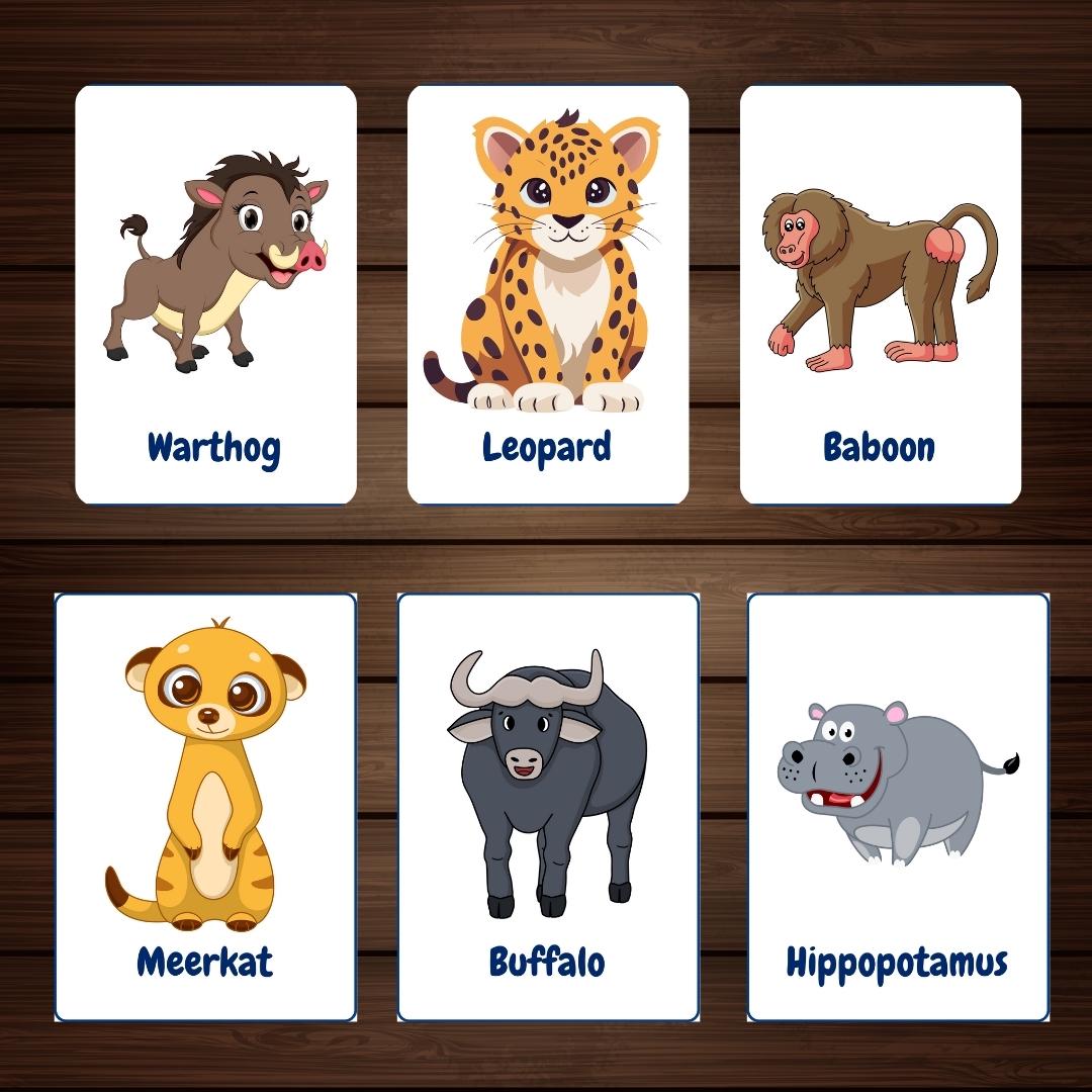 25 Safari Animals Flash Cards | Printable Educational Cards for Kids ...