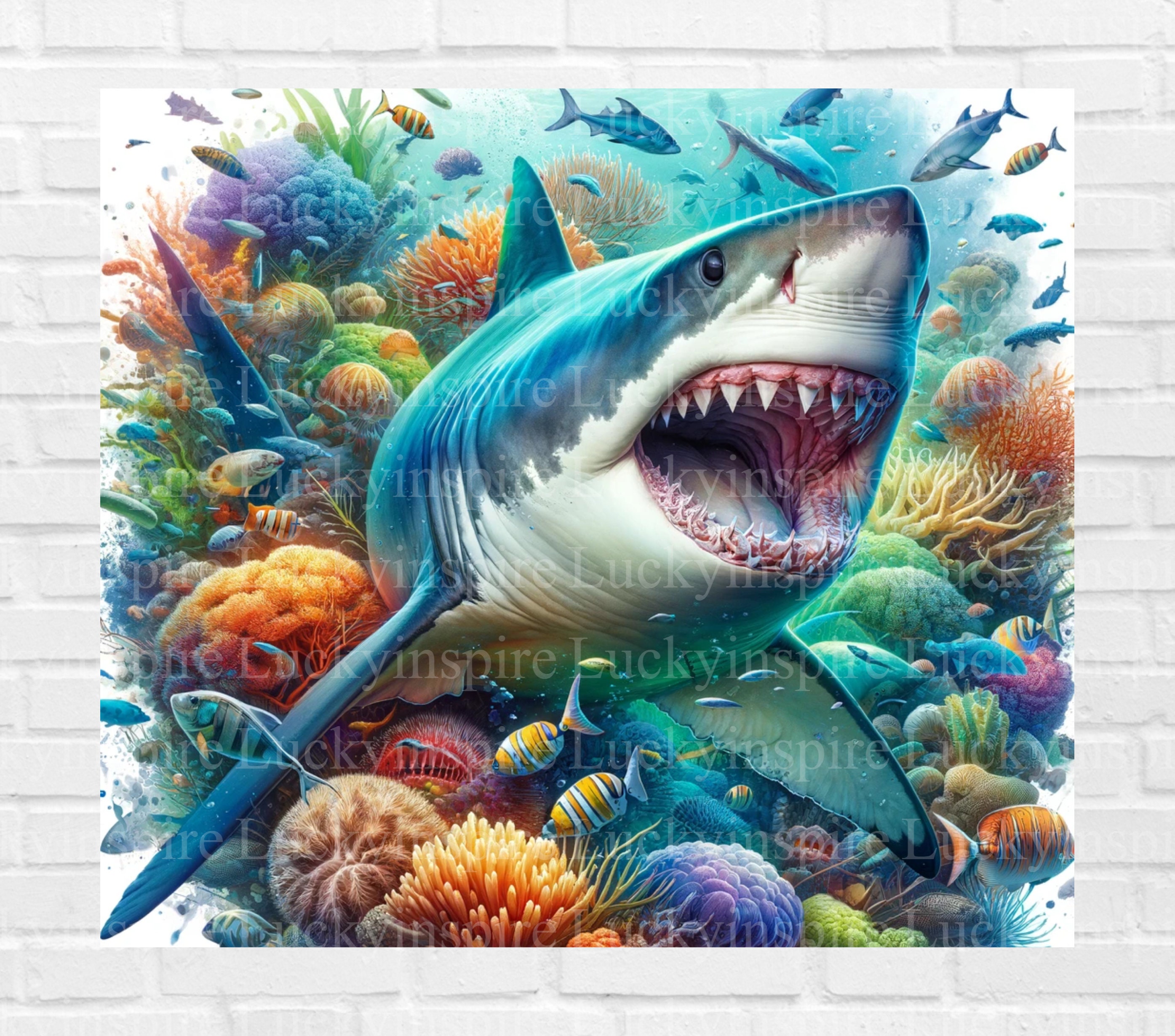 Tumbler Wrap Shark,shark 20oz Tumbler,shark PNG Design,sublimation ...