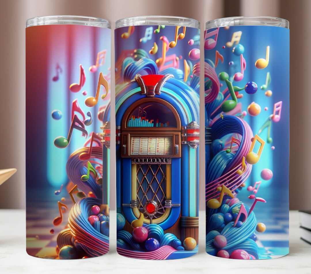Tumbler Wrap Music,jukebox 20oz Tumbler PNG Digital File,3d Colorful ...