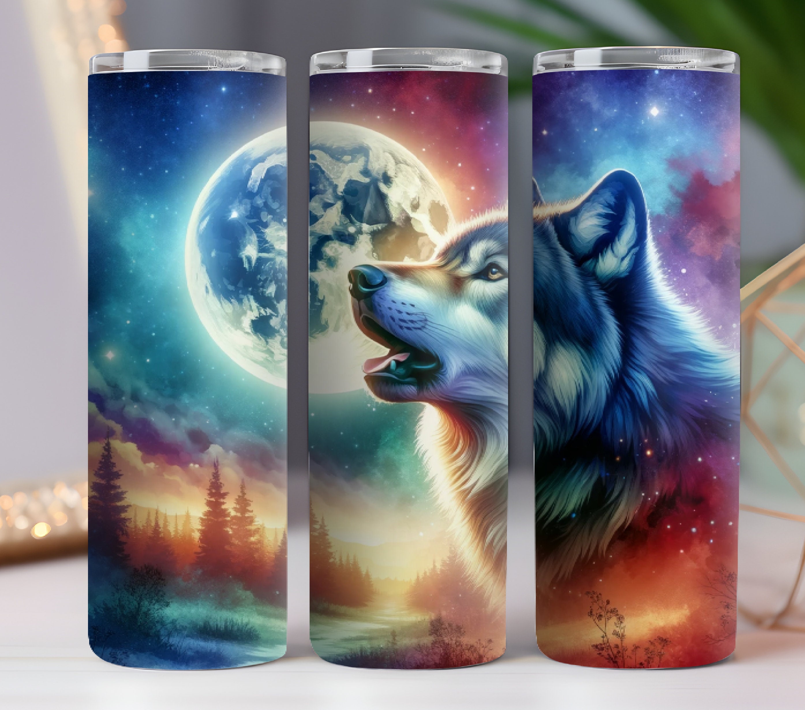 Tumbler Wrap Wolf,wolf and Full Moon Tumbler Wrap 20oz,sublimation ...