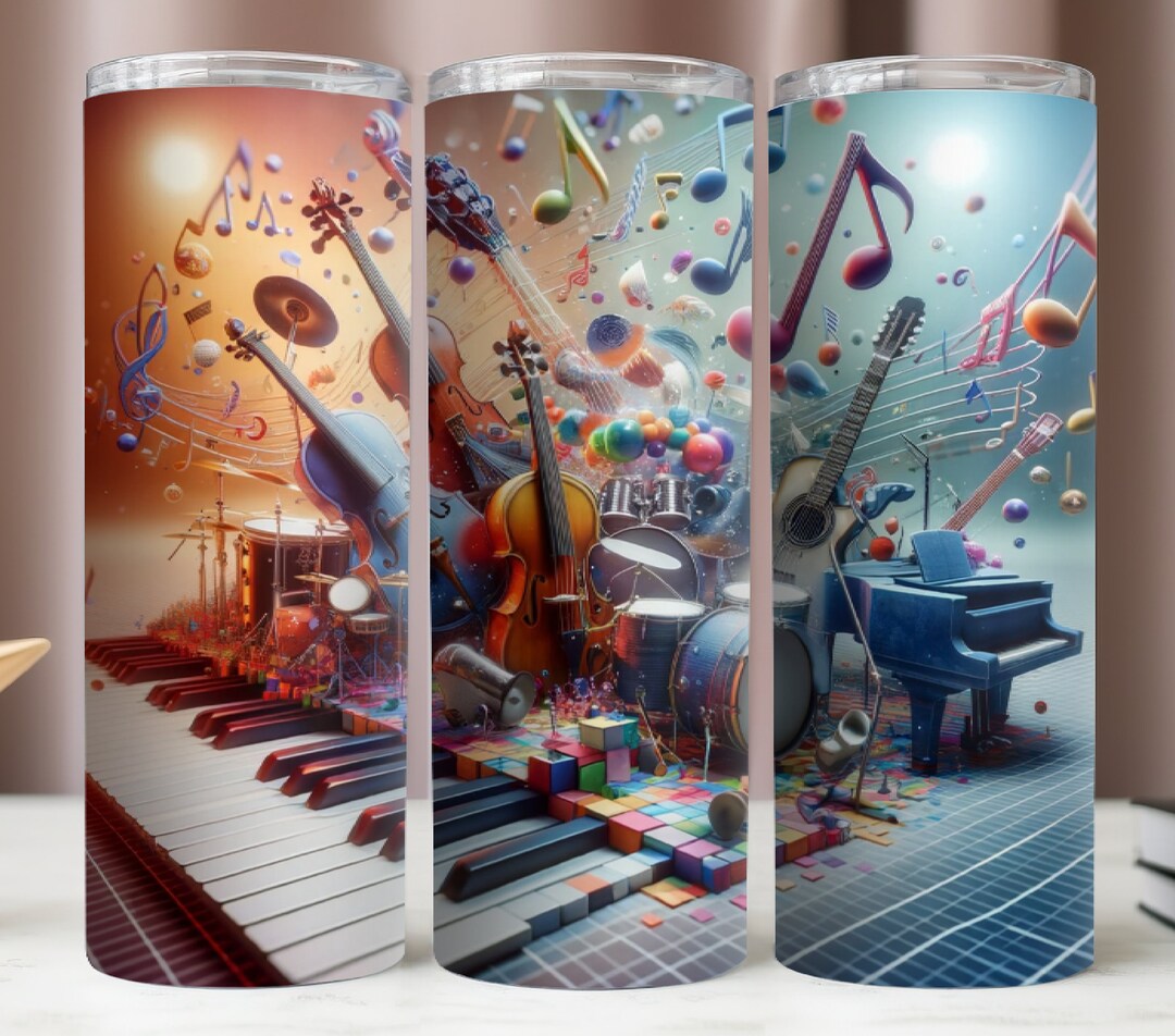 Musical Instruments Tumbler Wrap,music 20oz Tumbler Png,music ...