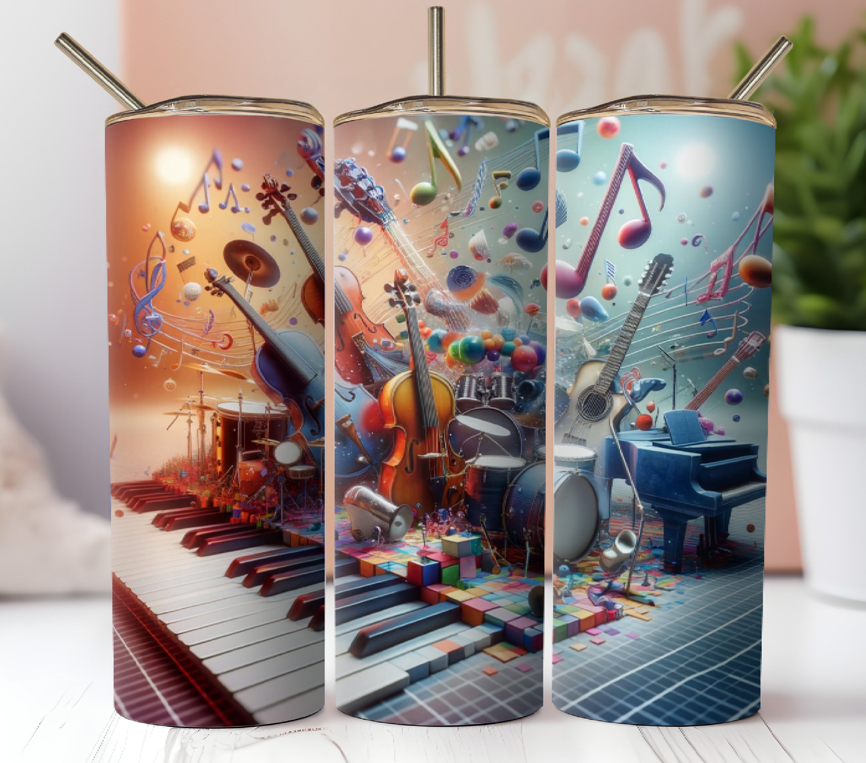 Musical Instruments Tumbler Wrap,music 20oz Tumbler Png,music ...