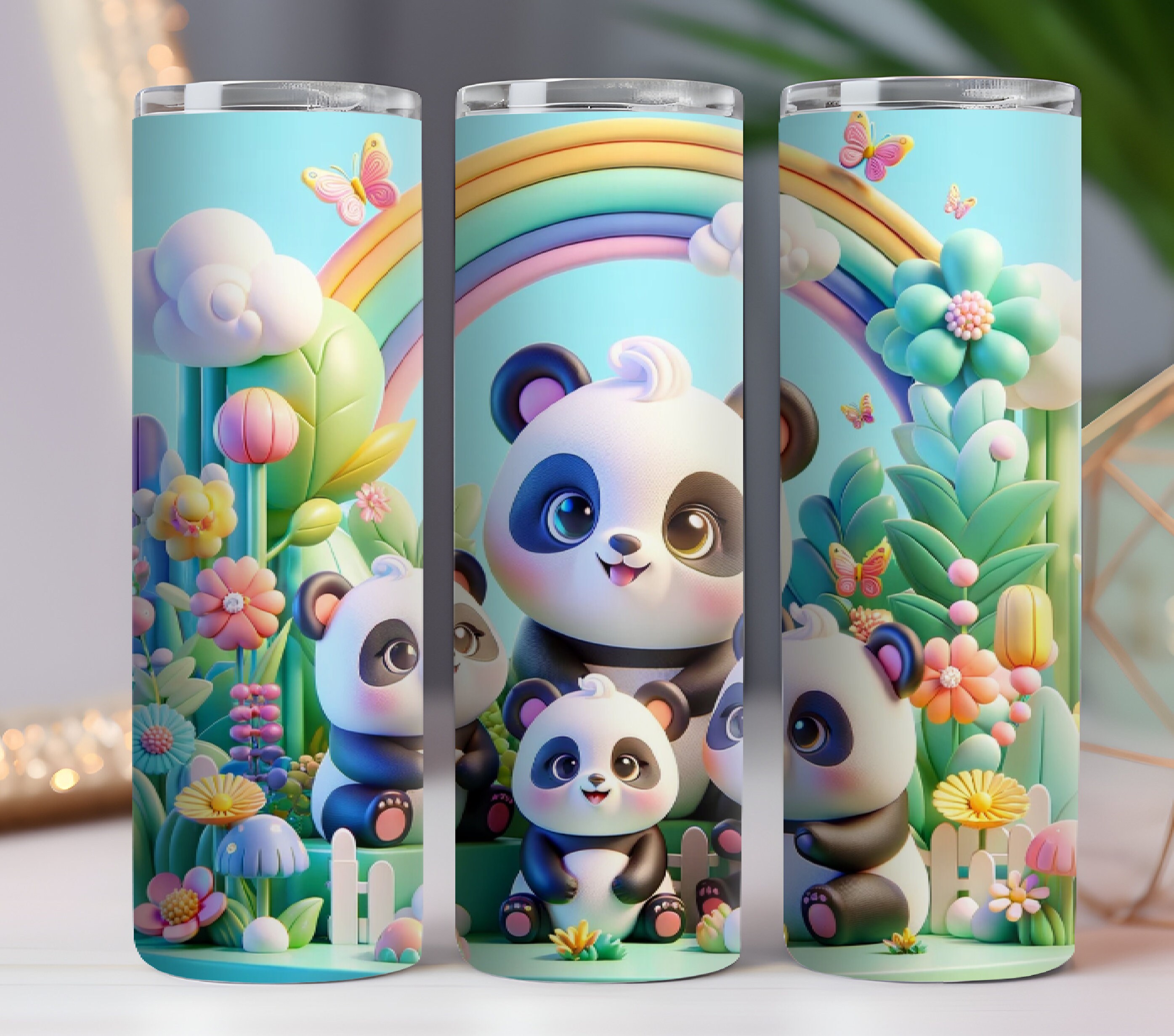 Pandas Tumbler Wrap,cute Panda PNG Download,pastel Panda Family PNG ...