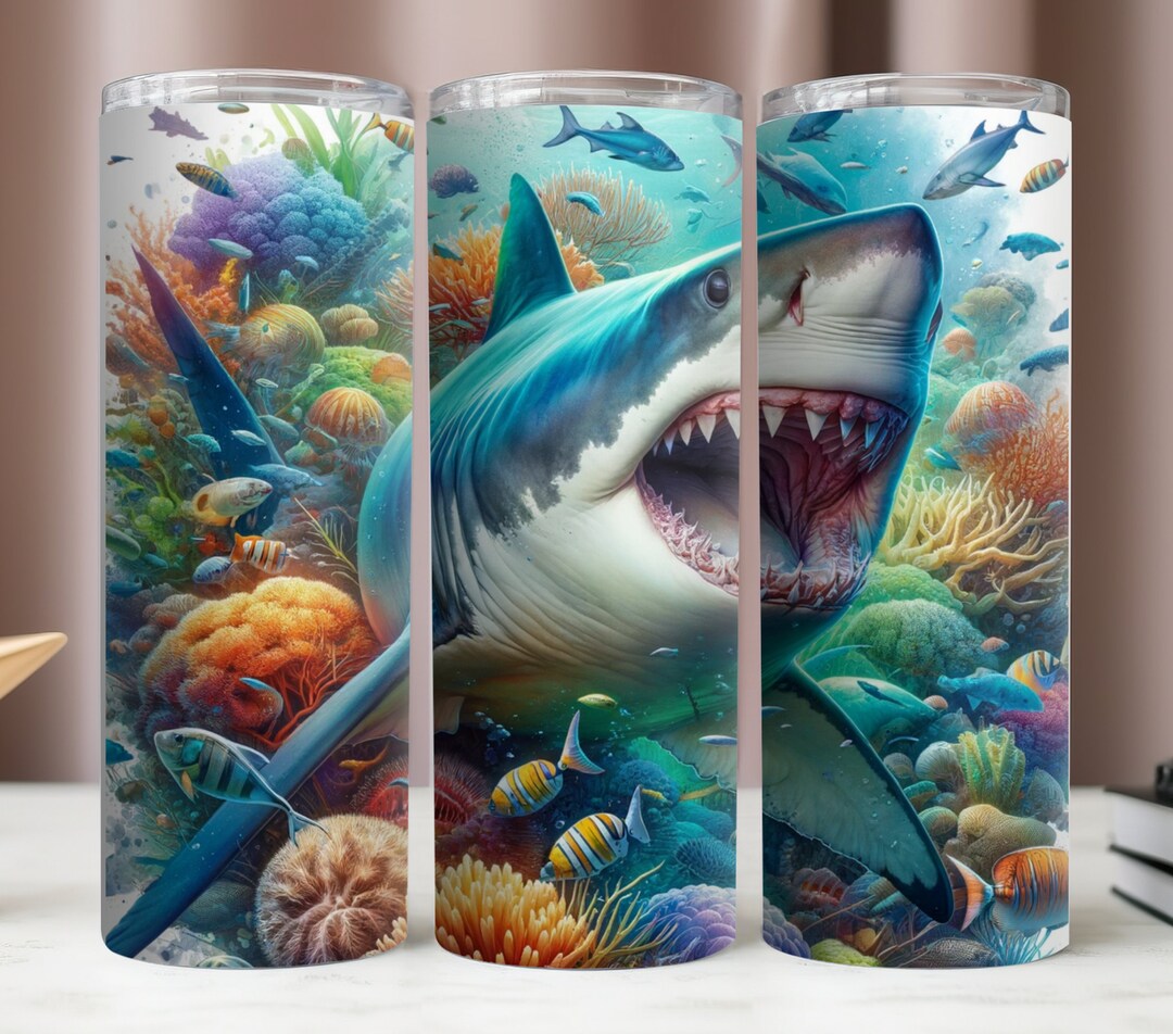 Tumbler Wrap Shark,shark 20oz Tumbler,shark PNG Design,sublimation ...
