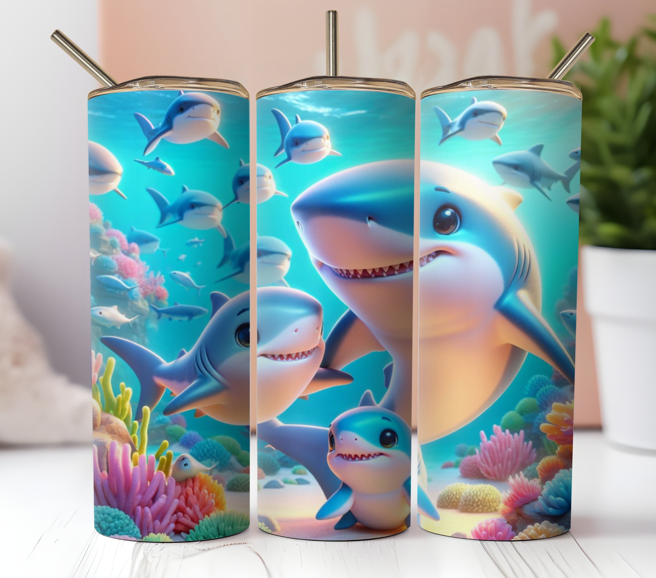 Shark Tumbler Wrap,cute Sharks Png,shark Sublimation Design,20oz ...