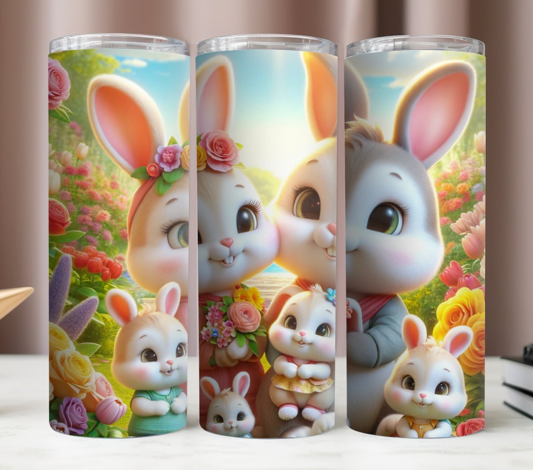 Rabbit Family Tumbler Wrap Png,digital Download Cute Rabbits ...