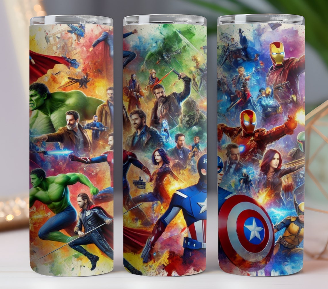Superhero Movie Tumbler Wrap, Colorful Sublimation Design (digital ...
