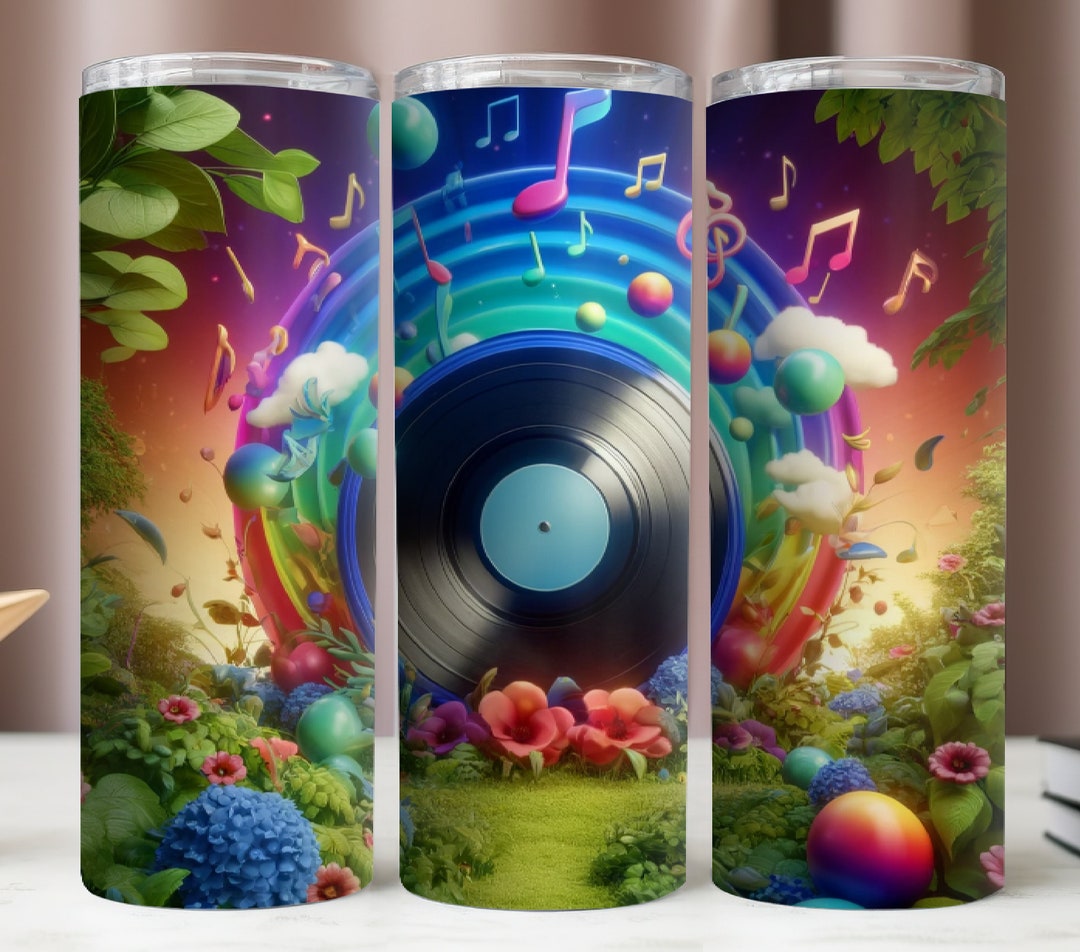 Tumbler Wrap Music,vinyl Record in Garden Colorful Tumbler 20oz PNG ...