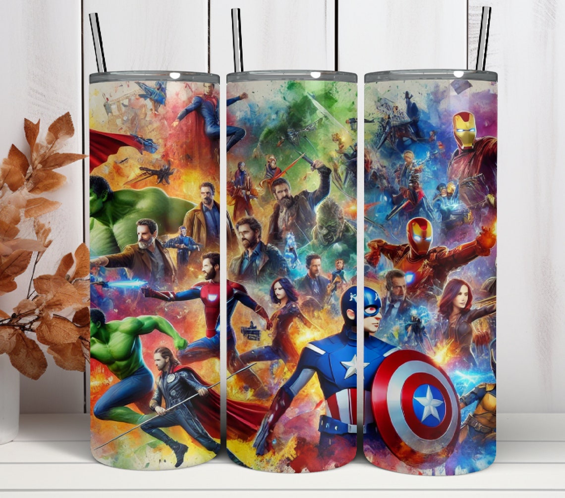 Superhero Movie Tumbler Wrap, Colorful Sublimation Design (digital ...