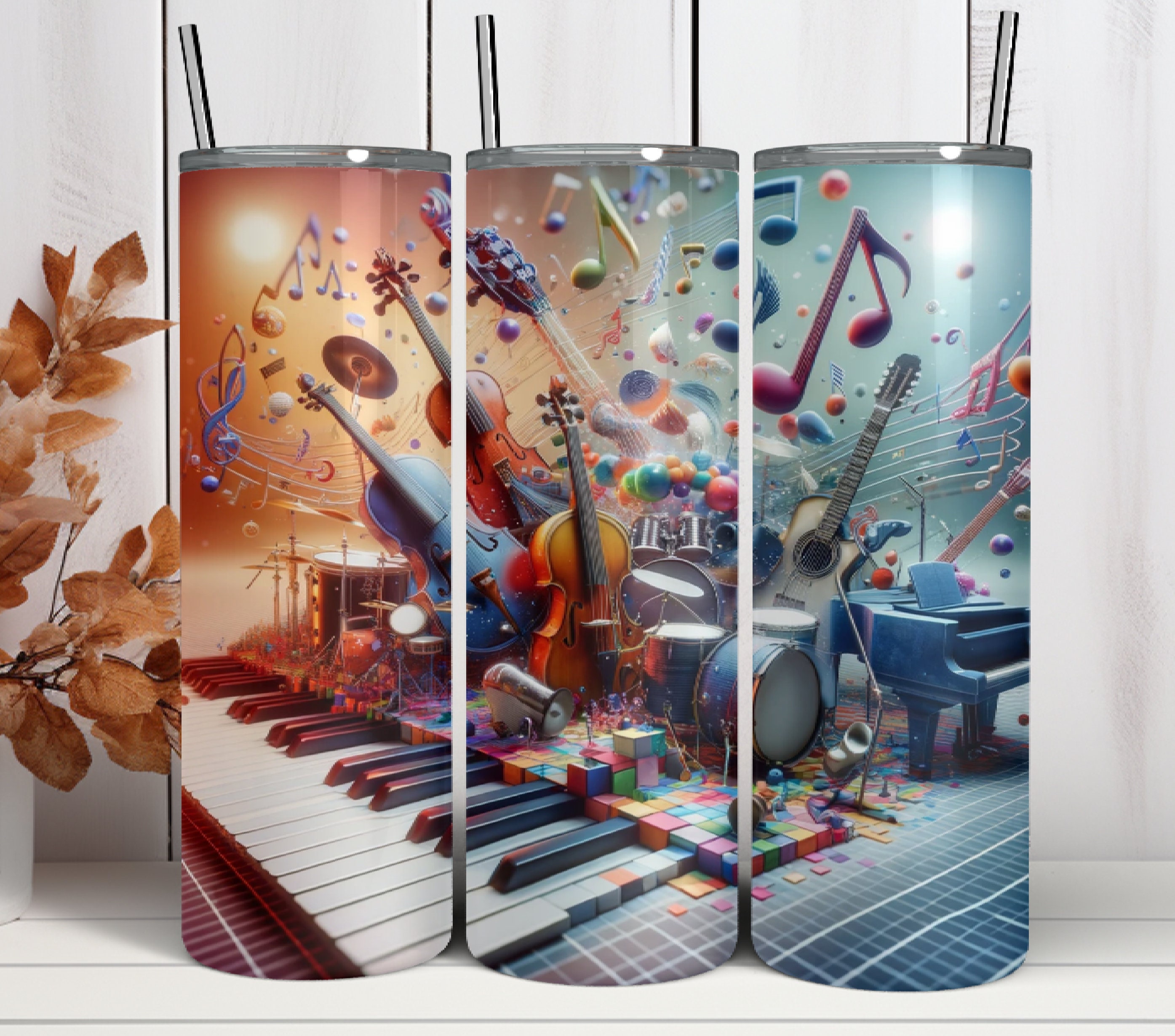 Musical Instruments Tumbler Wrap,music 20oz Tumbler Png,music ...