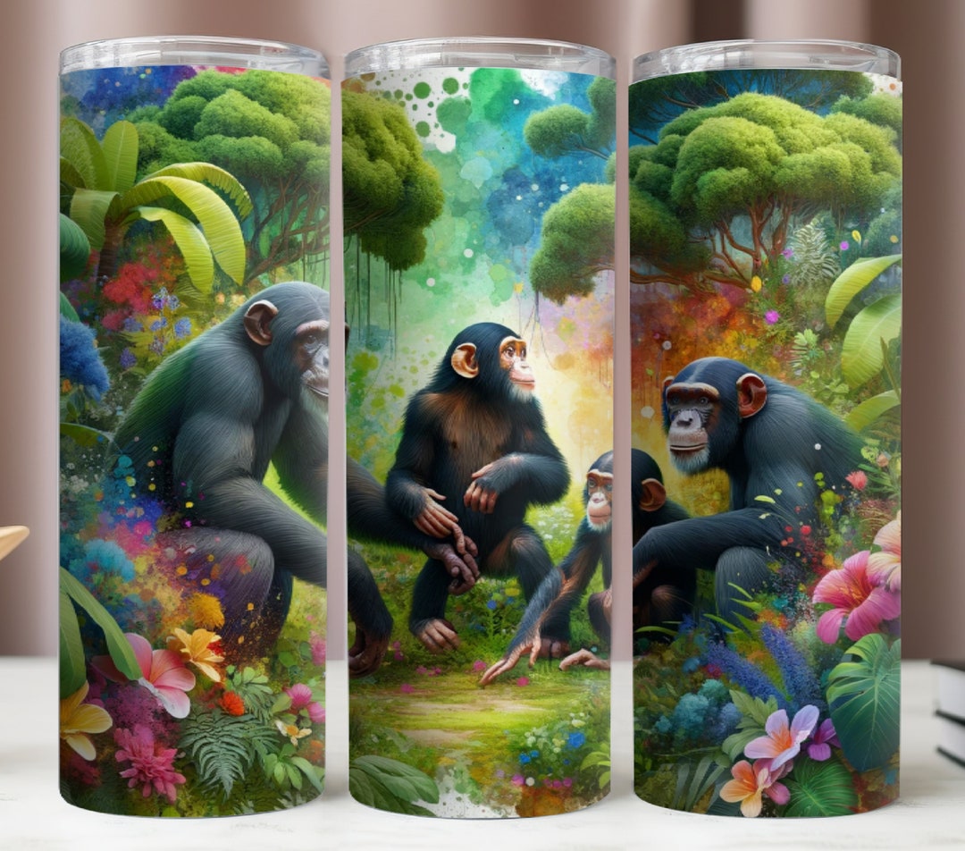 Tumbler Wrap Monkey,chimpanzee Family Tumbler Wrap,monkeys Sublimation ...