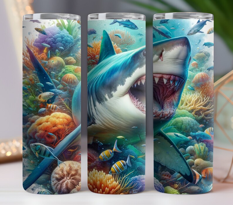 Tumbler Wrap Shark,shark 20oz Tumbler,shark PNG Design,sublimation ...