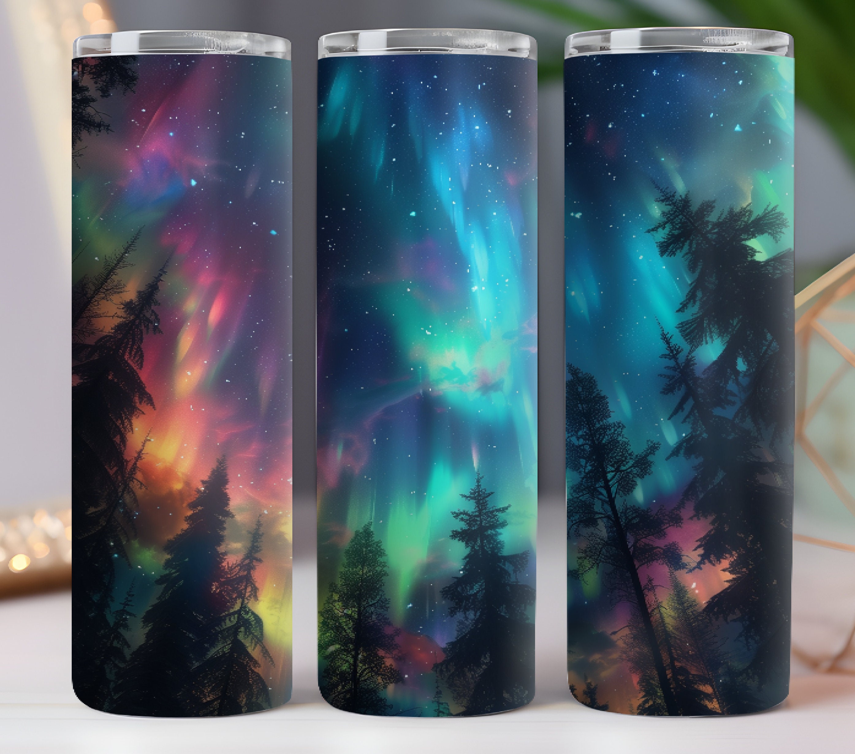 Aurora Borealis Tumbler Wrap: Northern Lights Sublimation Design ...