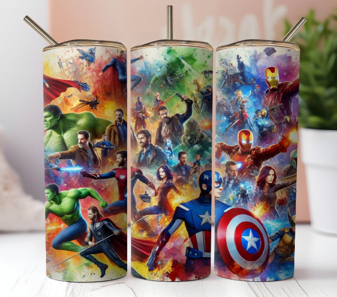 Superhero Movie Tumbler Wrap, Colorful Sublimation Design (digital ...