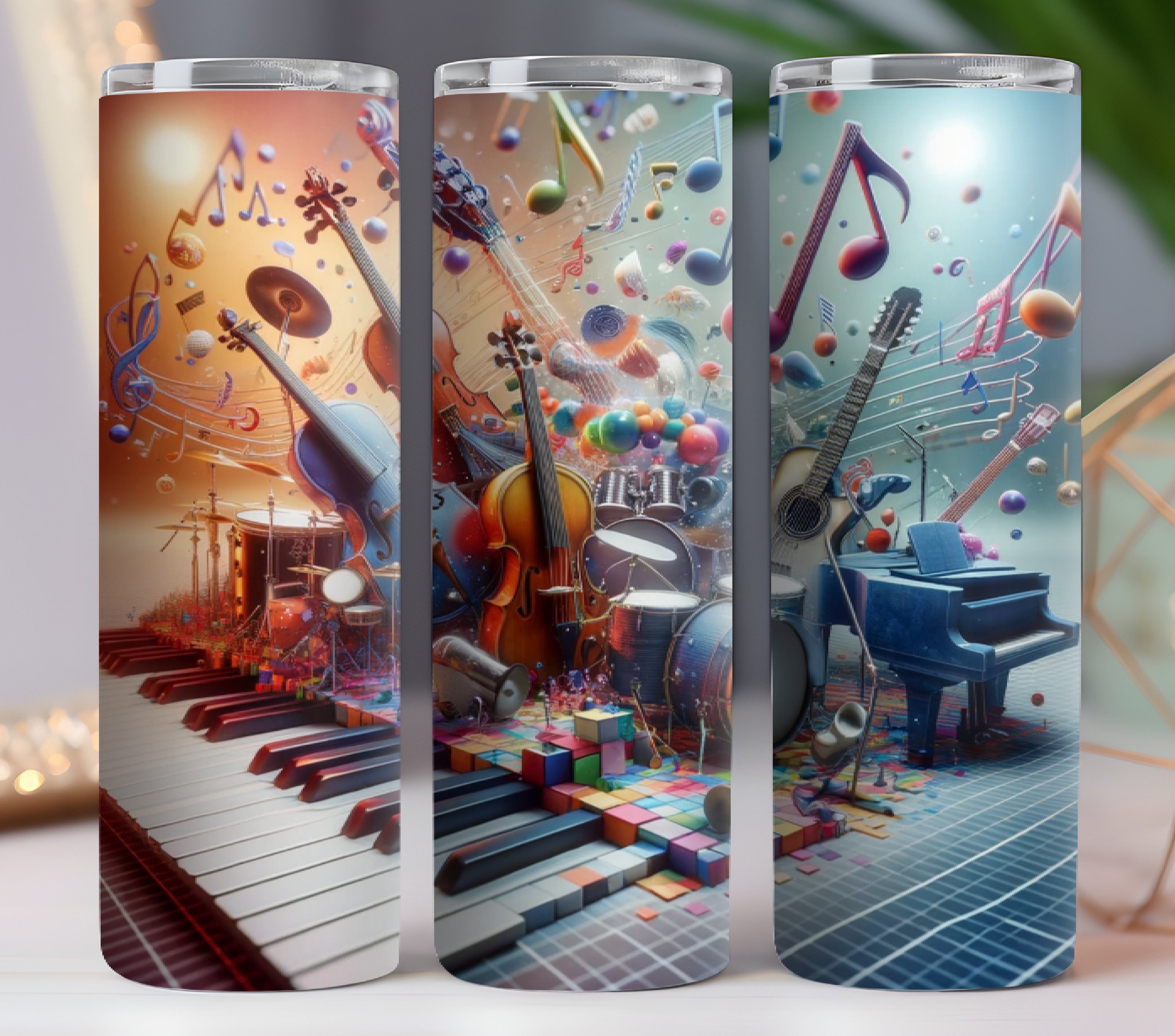 Musical Instruments Tumbler Wrap,music 20oz Tumbler Png,music ...