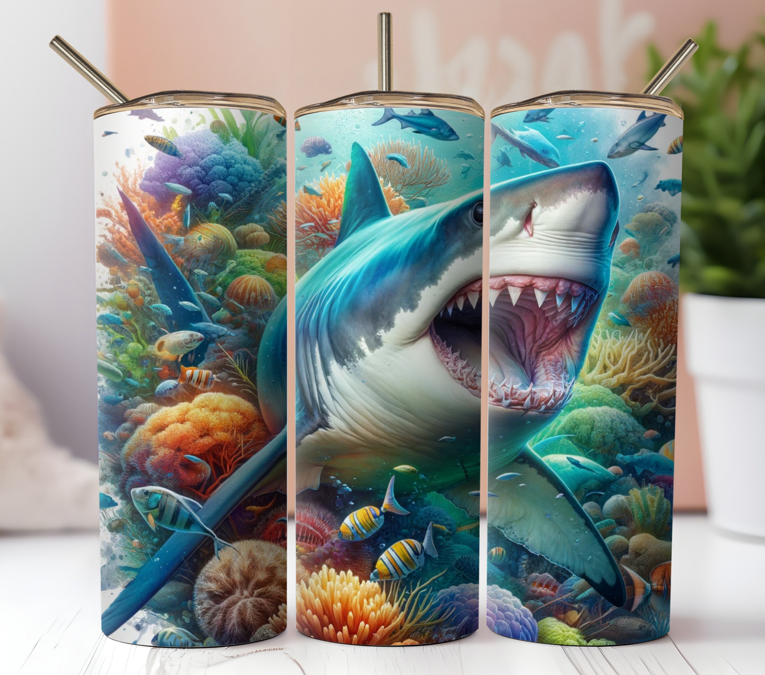 Tumbler Wrap Shark,shark 20oz Tumbler,shark PNG Design,sublimation ...