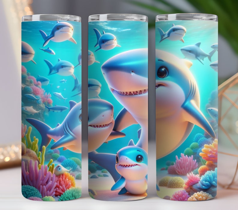 Shark Tumbler Wrap,cute Sharks Png,shark Sublimation Design,20oz ...
