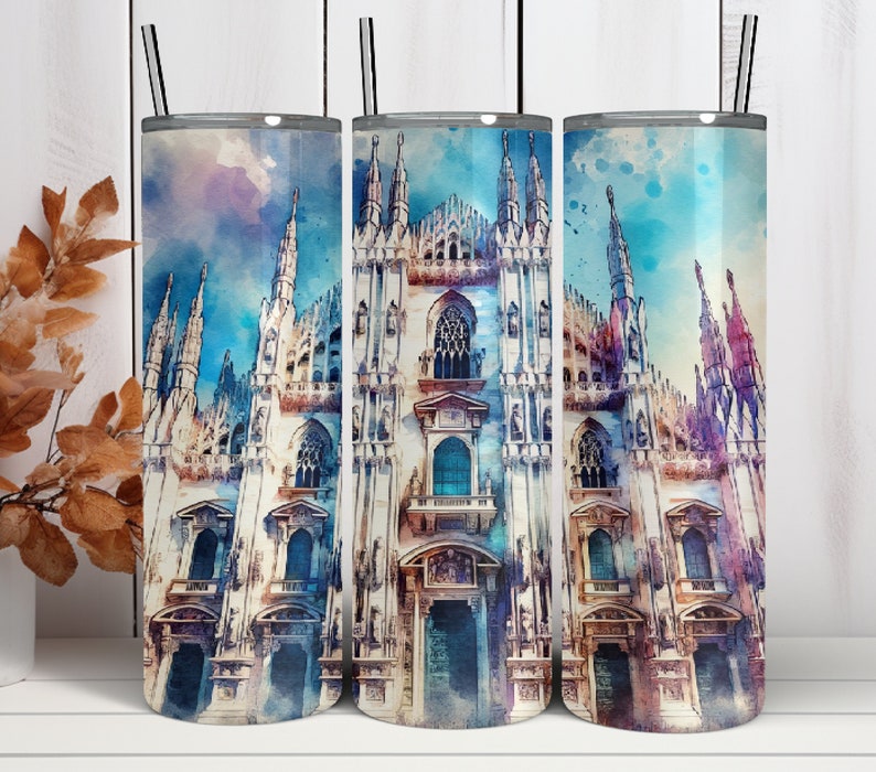 Duomo Di Milano Tumbler Wrap,milan Landmarks Png,tumbler 20oz Mockup ...