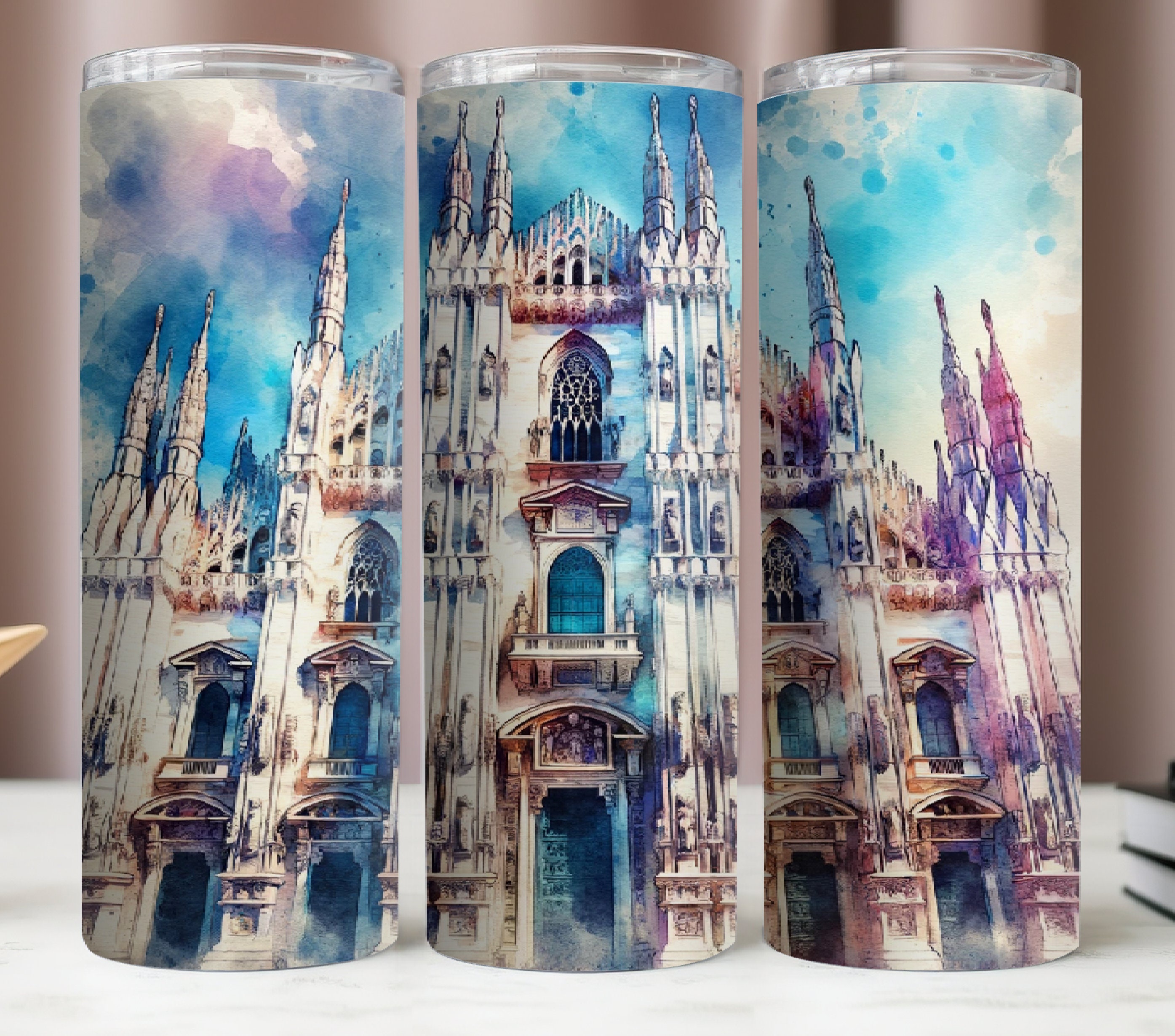 Duomo Di Milano Tumbler Wrap,milan Landmarks Png,tumbler 20oz Mockup ...