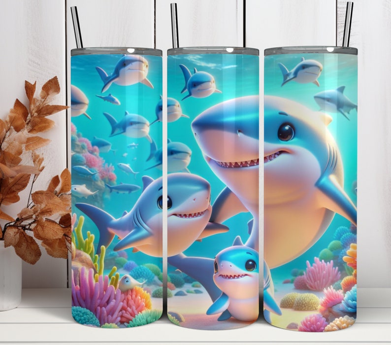 Shark Tumbler Wrap,cute Sharks Png,shark Sublimation Design,20oz ...