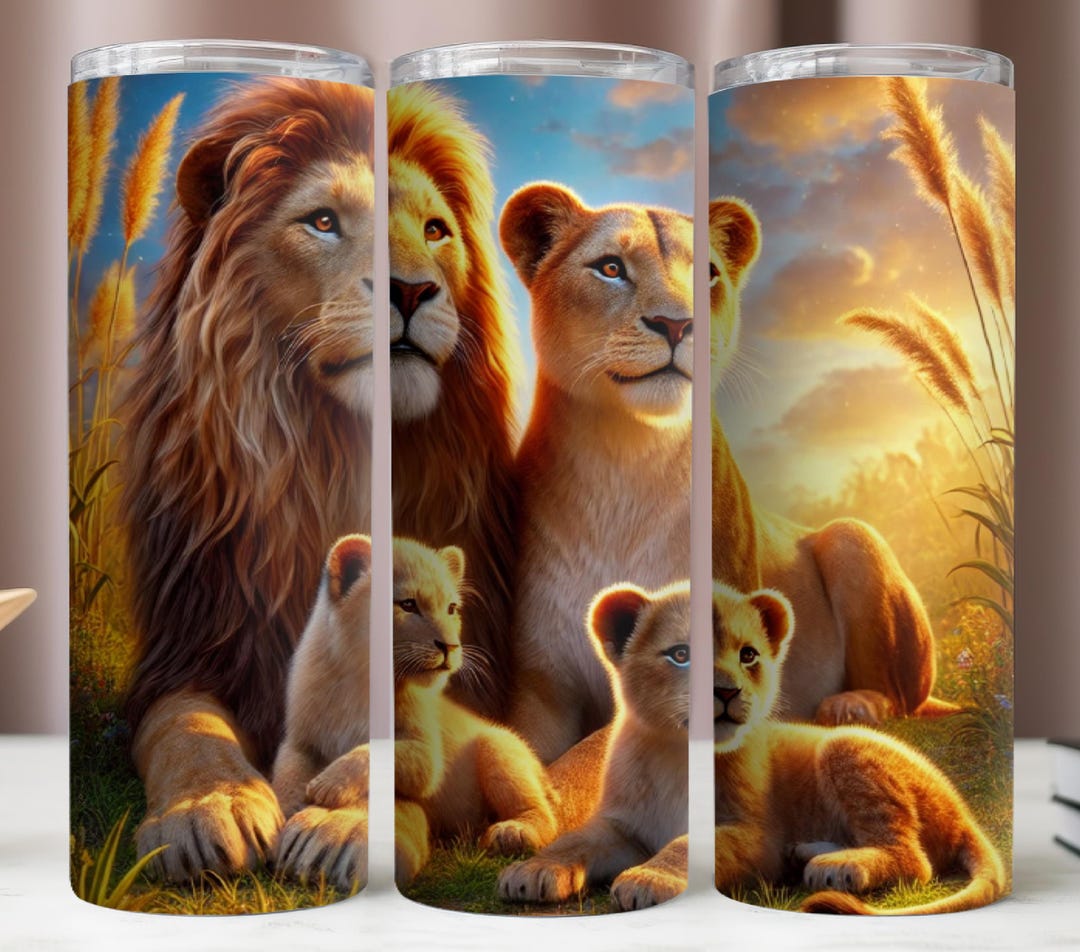 Tumbler Wrap Lions,lion Family Tumbler 20oz Wrap,lions Png,sublimation ...