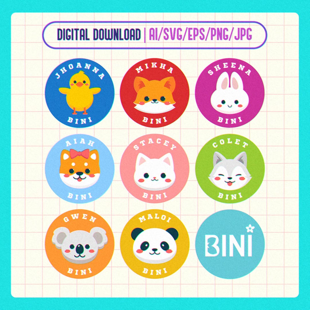 BINI Emoji Sticker and Button Pin Designs Customizable Designs for ...