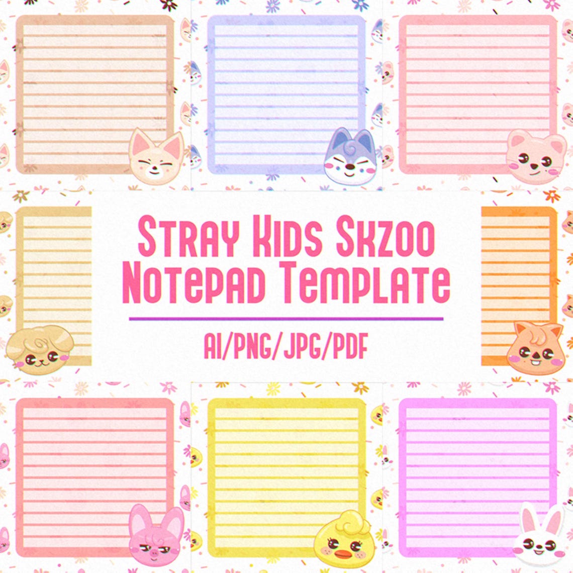 Stray Kids Skzoo Memo Pad Notepad Stationary Customizable Designs for ...