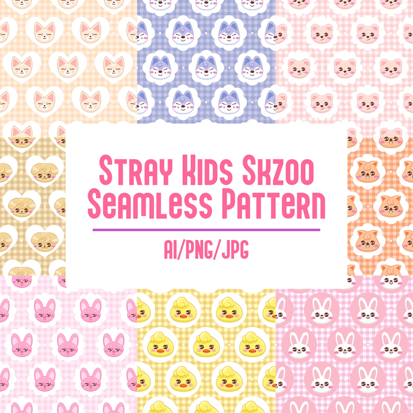 Seamless Stray Kids SKZ Skzoo Pattern Customizable Designs for Prints ...