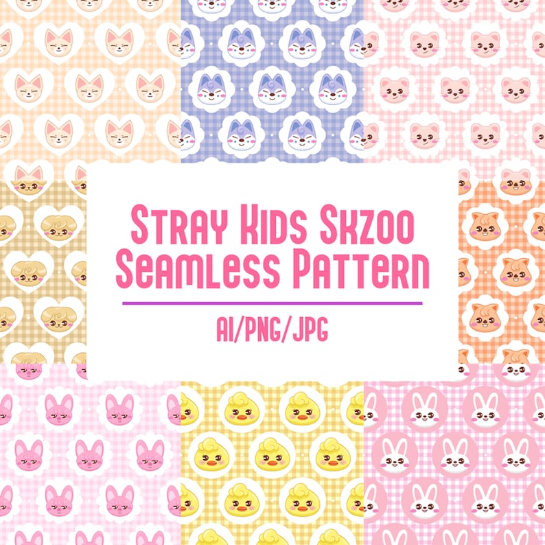 Seamless Stray Kids SKZ Skzoo Pattern Customizable Designs for Prints ...
