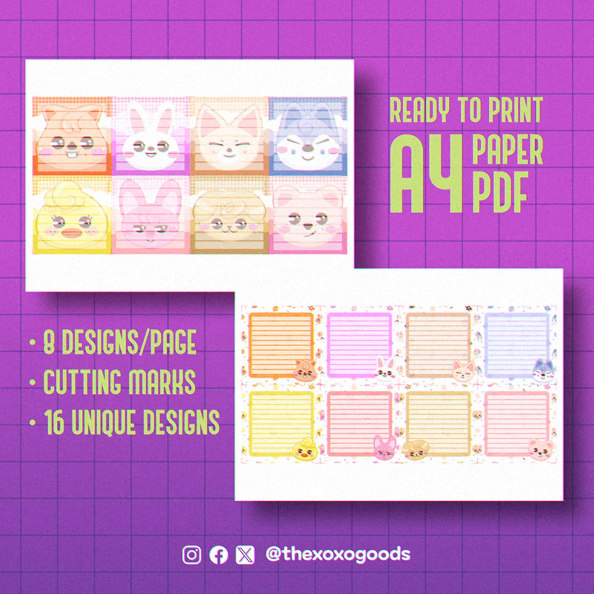 Stray Kids Skzoo Memo Pad Notepad Stationary Customizable Designs for ...