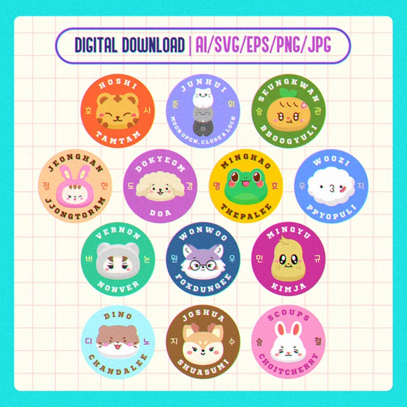 Seventeen Miniteen Sticker and Button Pin Designs Customizable Designs ...