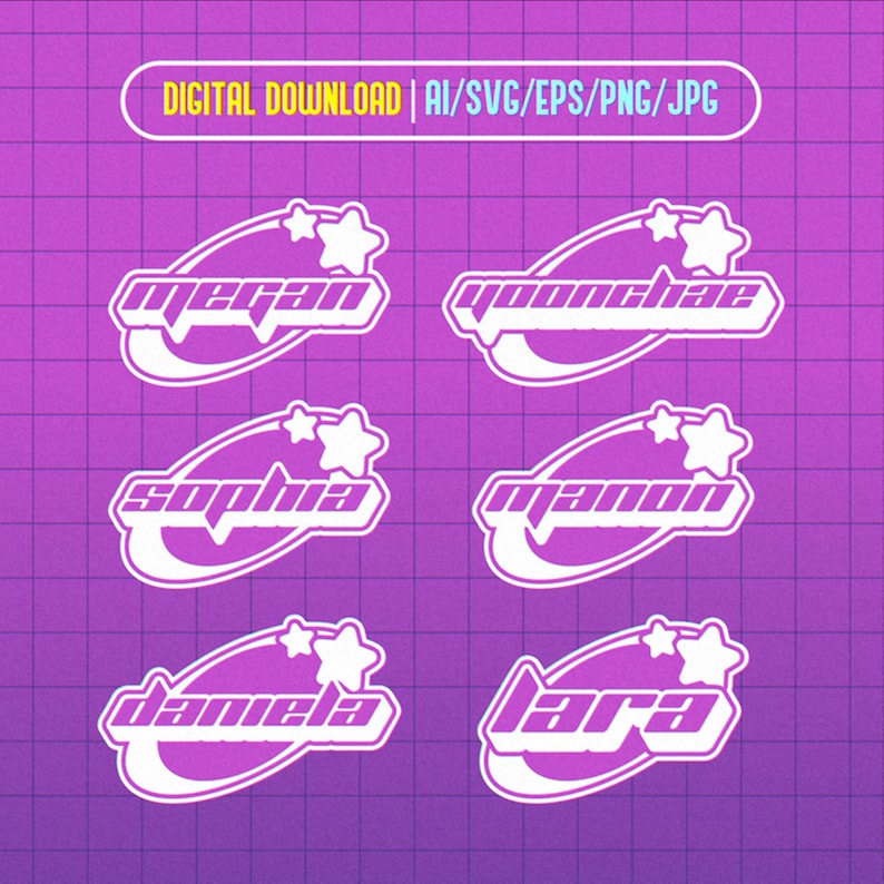 Katseye Y2k Style Names Ai, Eps, Png, Jpg, Svg Printable Decal Vector ...