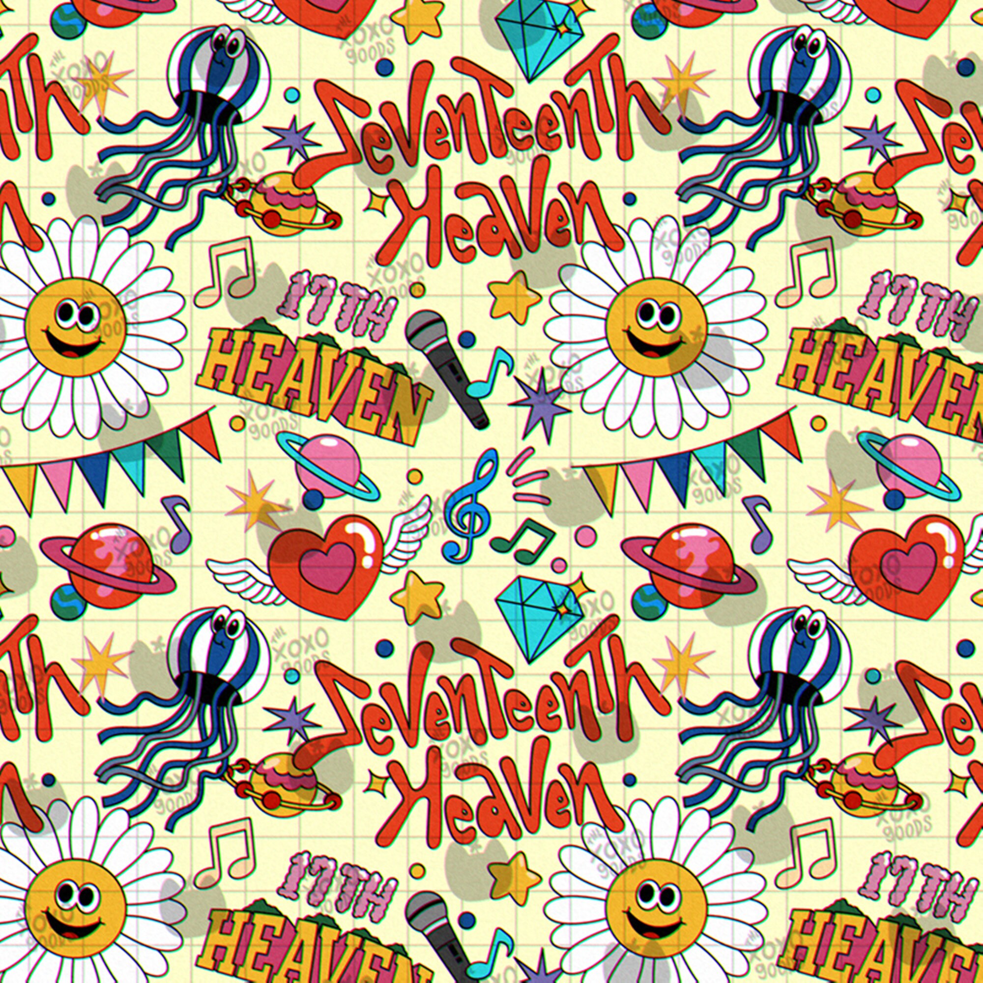 Seamless Seventeen 17th Heaven Pattern Customizable Designs for Prints ...
