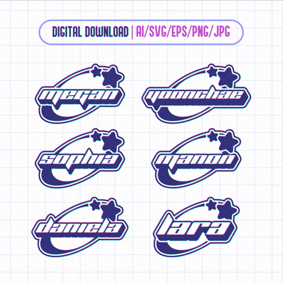 Katseye Y2k Style Names Ai, Eps, Png, Jpg, Svg Printable Decal Vector ...