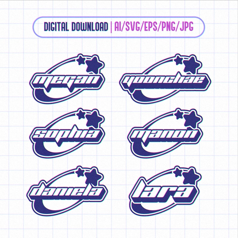 Katseye Y2k Style Names Ai, Eps, Png, Jpg, Svg Printable Decal Vector ...