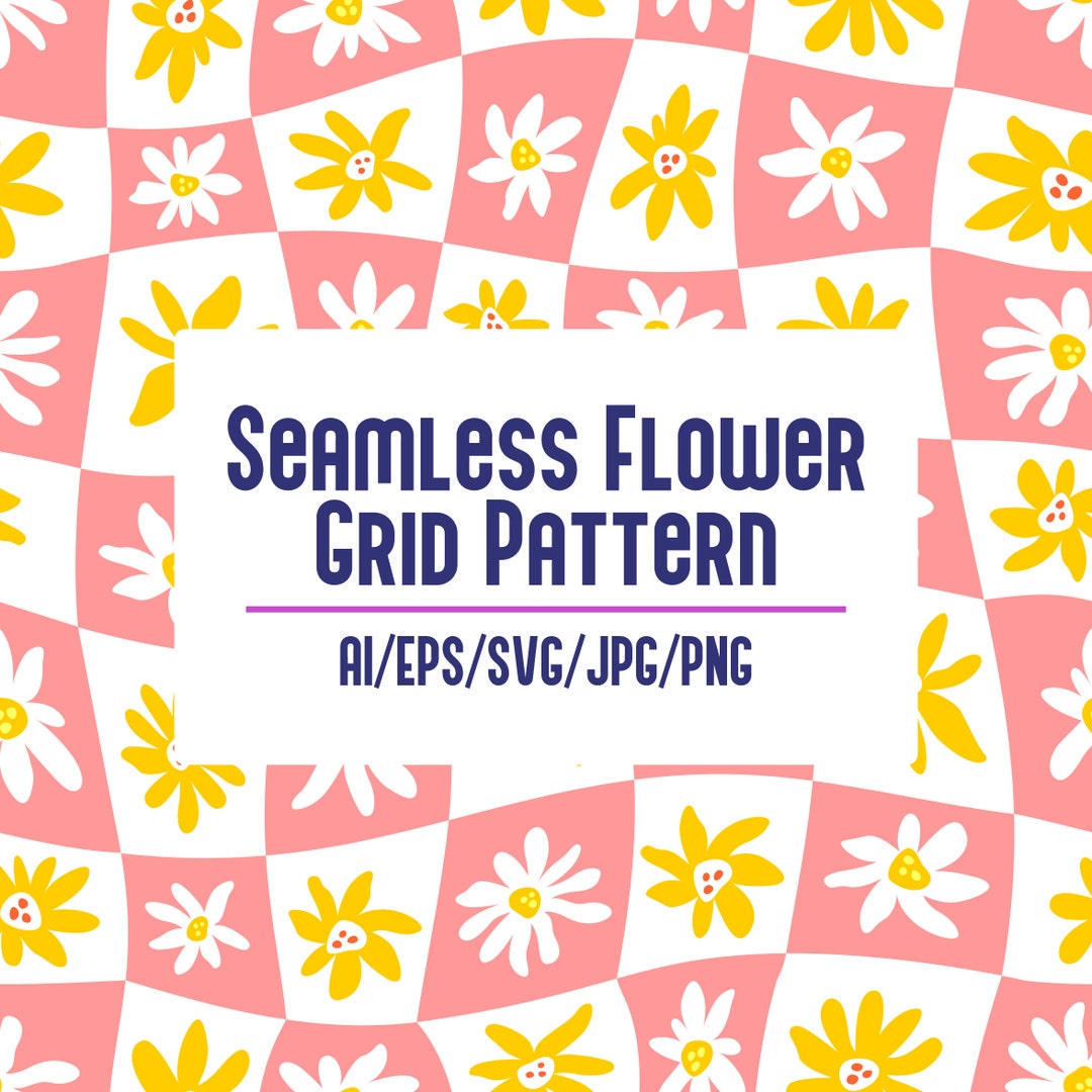 Seamless Flower Grid Pattern Bundle Customizable Vector Designs for ...