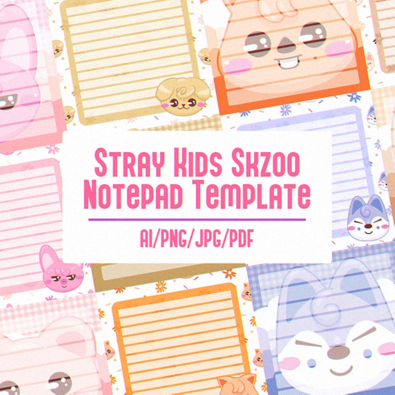 Stray Kids Skzoo Memo Pad Notepad Stationary Customizable Designs for ...