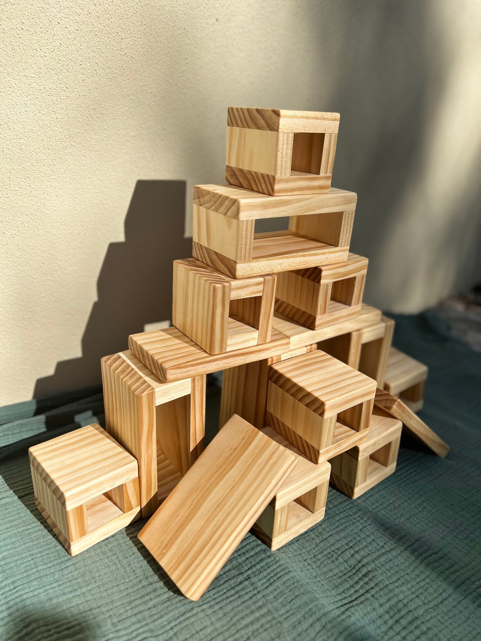 Medium Building Blocks Natural, Safe, Sustainable Wooden Toys for Children, Play, Learning ...