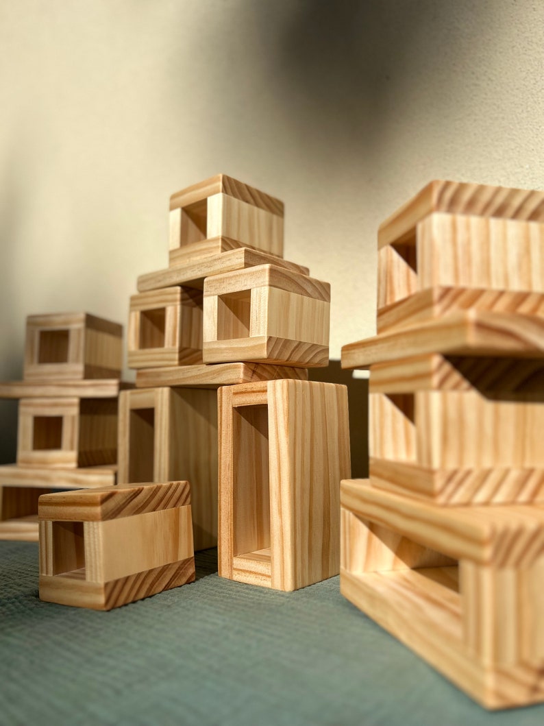 Medium Building Blocks Natural, Safe, Sustainable Wooden Toys for Children, Play, Learning ...