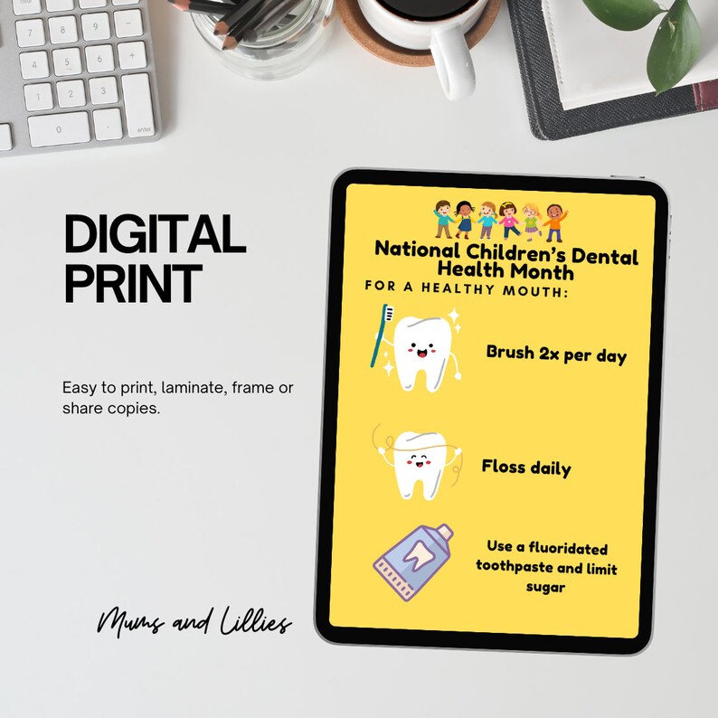 Printable Poster for National Children's Dental Health Month, Healthy ...