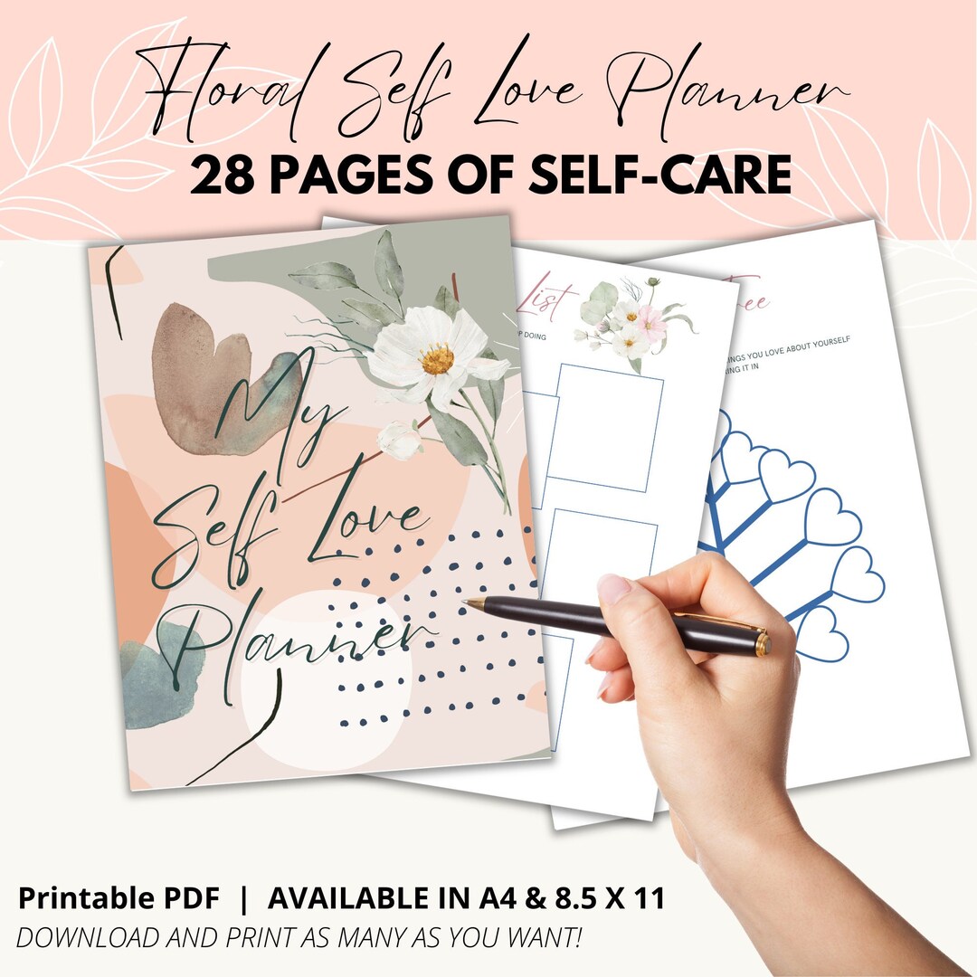 Floral Self Love Planner, Self Care Journal, Digital Download ...