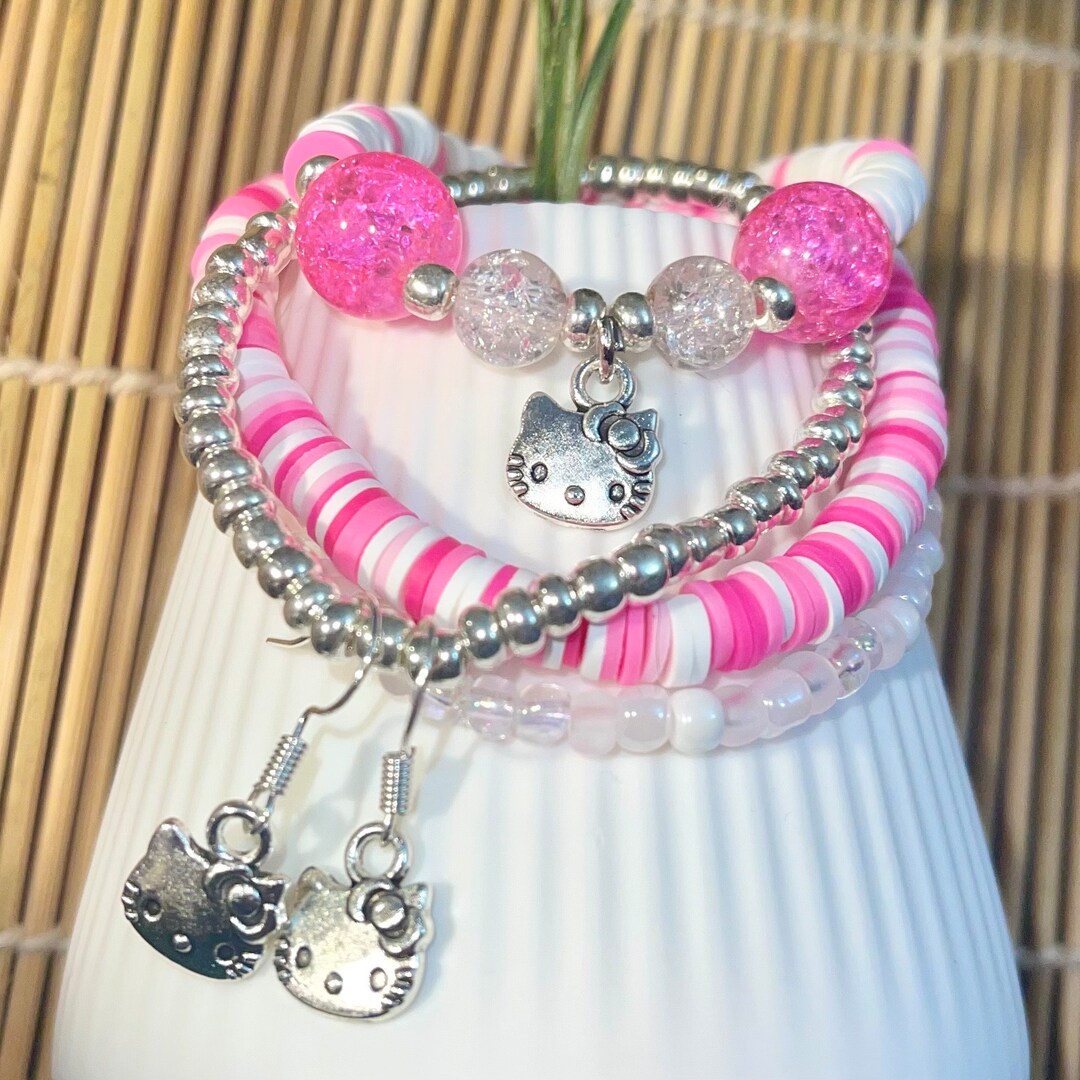Hello Kitty Era Bracelet Stack Set 4 Bracelets With Matching Earrings ...