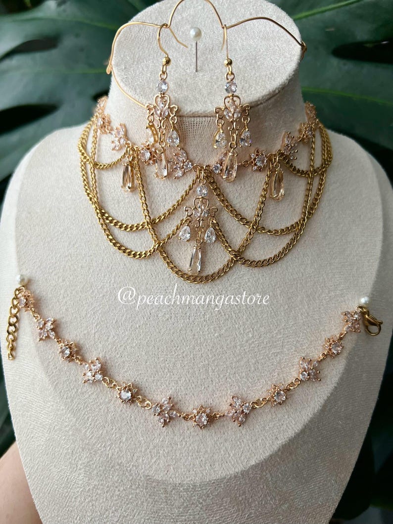 Fairycore Jewelry Set: Princess Necklace, Renaissance Faire, Regency ...