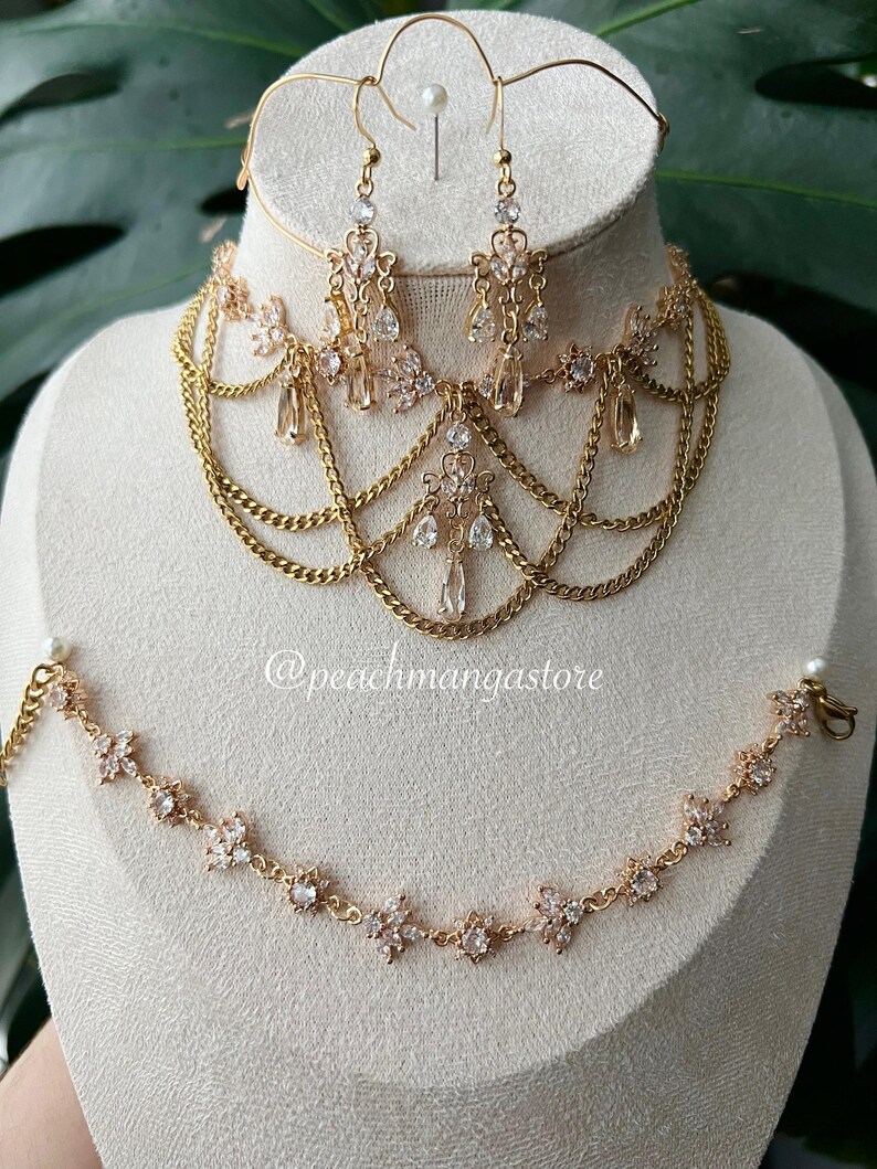 Fairycore Jewelry Set: Princess Necklace, Renaissance Faire, Regency ...