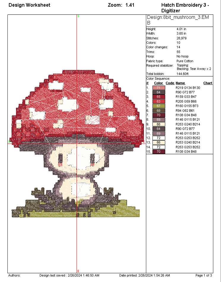 Mushroom 8 Bit Machine Embroidery Design, Cute Mushroom, Videogame ...