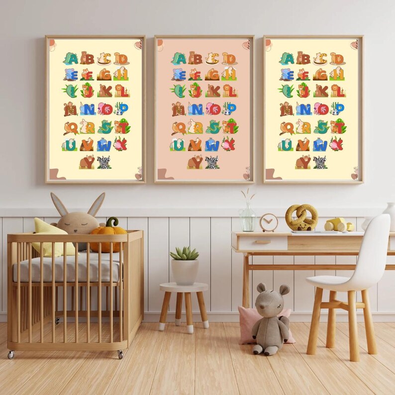 Boho Animal Alphabet Poster for Kids – Montessori Nursery Wall Art ...