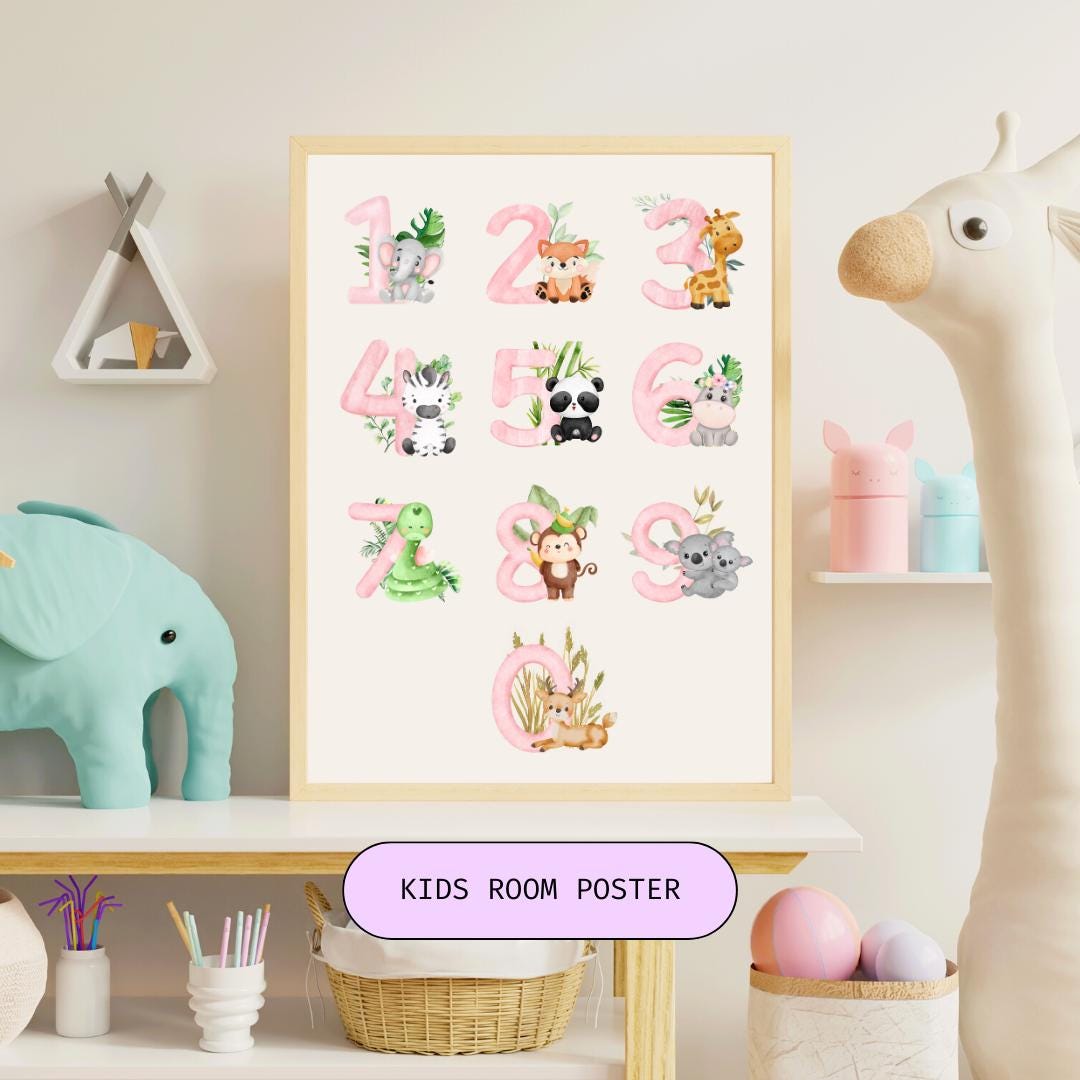 Safari Animal Numbers Poster: Educational Jungle Print (digital ...